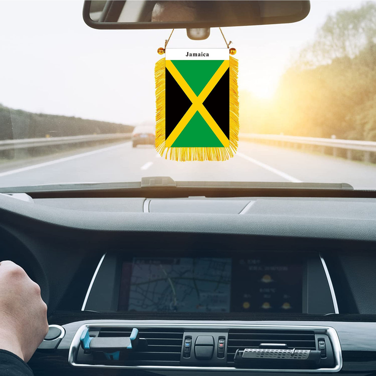 Jamaica Rearview Mirror Flag | CaribeHeart